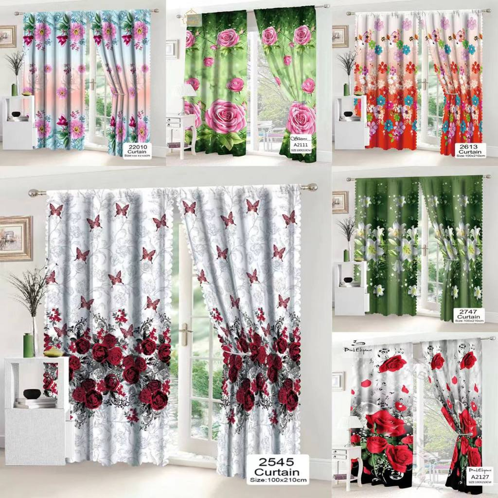 Pink Elegance New Curtina 100x210cm Design Curtain For Door/Window Room ...