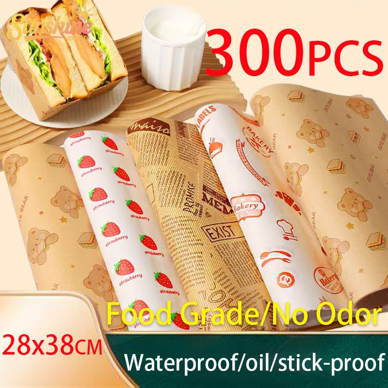 300pcs Parchment Greaseproof Newspaper Paper/ Food paper Wrapper ...