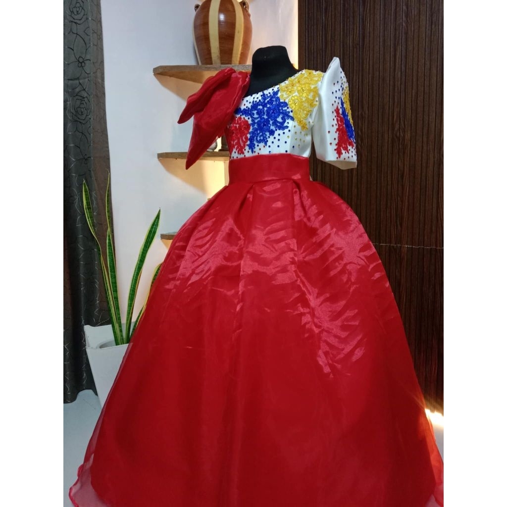 Philippine flag inspired filipiñana kids gown | Shopee Philippines