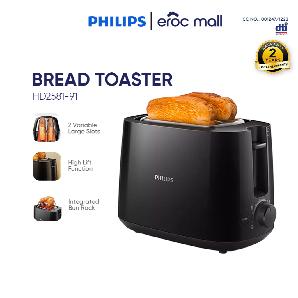 PHILIPS Toaster Two Large Variable Slot With 8 Settings and Integrated ...