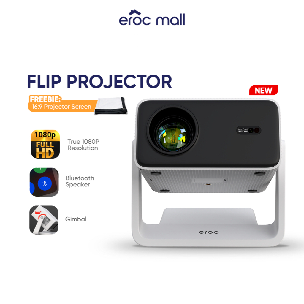 Eroc Flip Gimbal Projector 360° Angle 1080P Full HD 4K Decoding Android ...