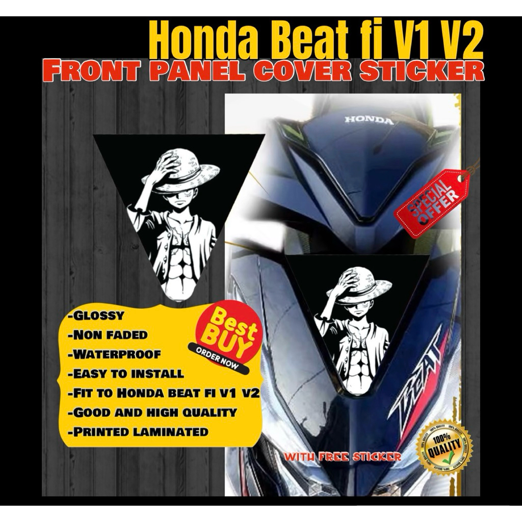 HONDA BEAT fi V2 FRONT COVER PANEL STICKER DECALS PRINTED | Shopee ...