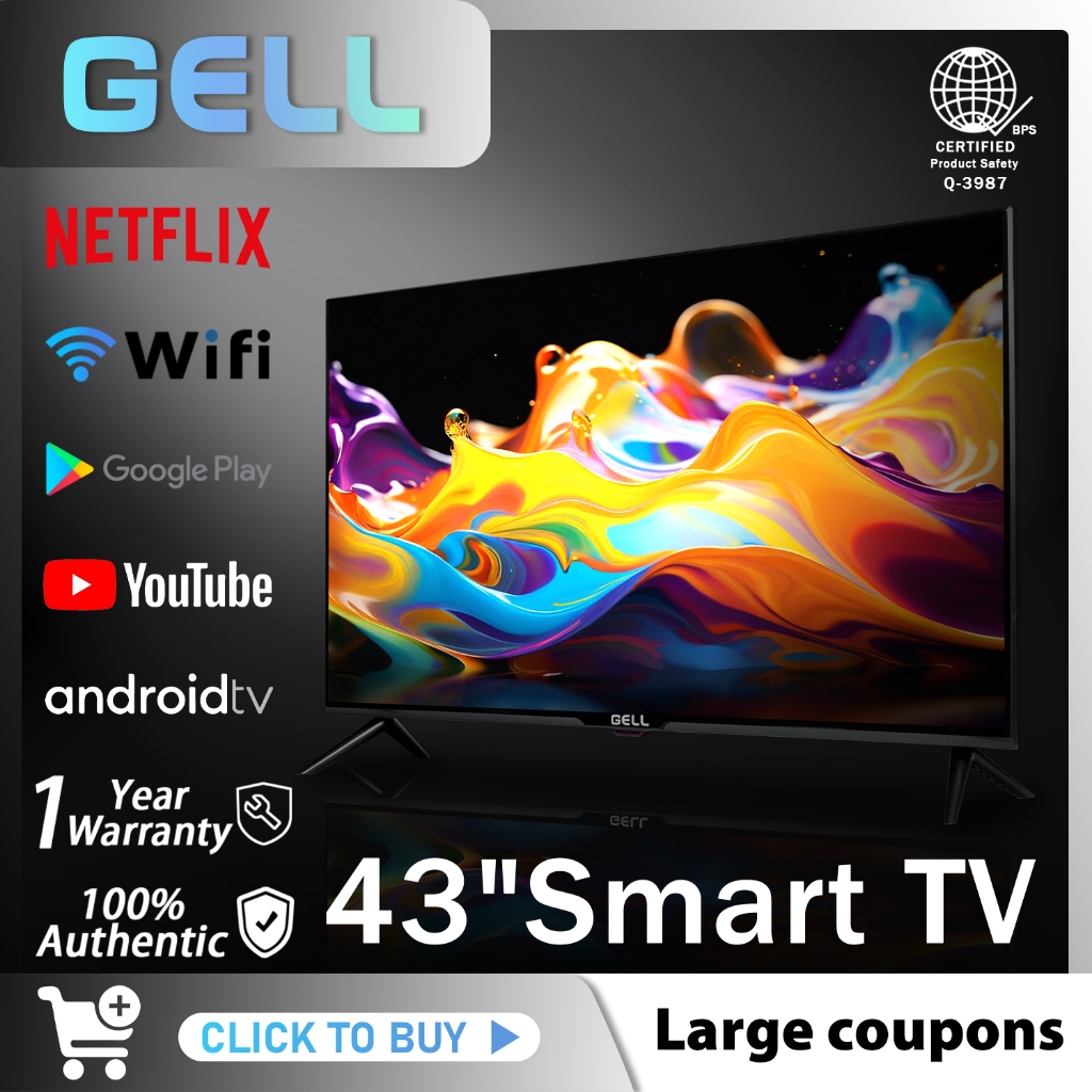 Gell TV 43 Inches Smart Led TV Android TV 43 Inch LED TV Flat Screen TV ...