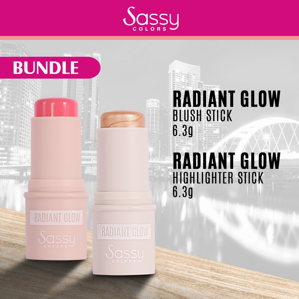Sassy Colors Radiant Glow Blush Stick + Highlighter Stick Bundle ...