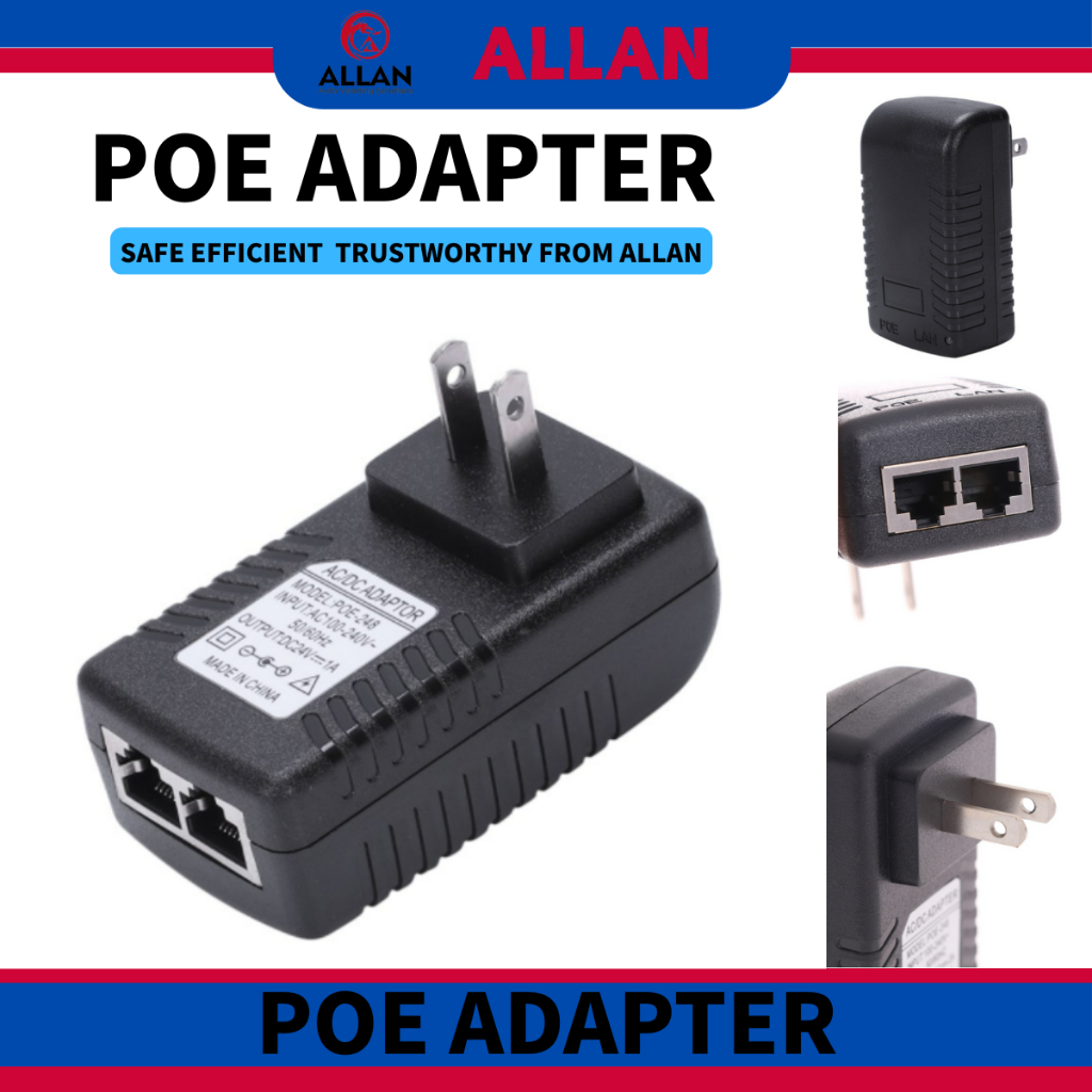 ALLAN POE Adaptor AC 110V-240V to DC 24V 1A 48V 0.5A 1A POE Injector ...