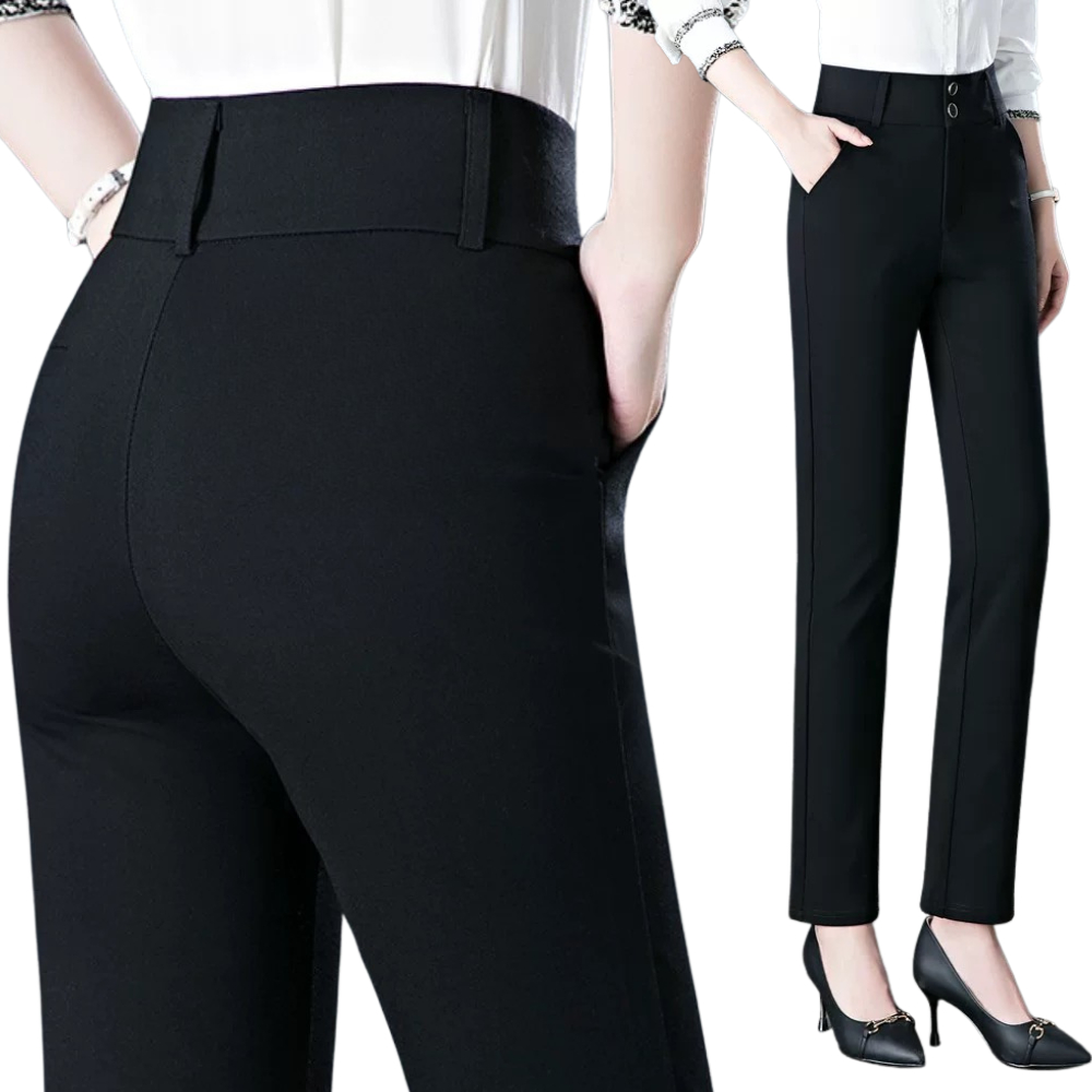 Formal High Waist Slacks Pants for Women S-2XL Non-Stretch Double ...