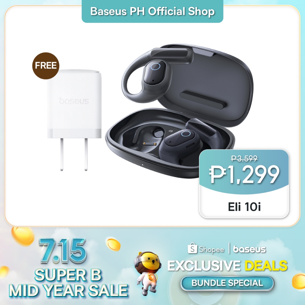 Baseus Eli 10i Fit Open-Ear TWS OWS Earbuds Bluetooth 5.4 Wireless ...