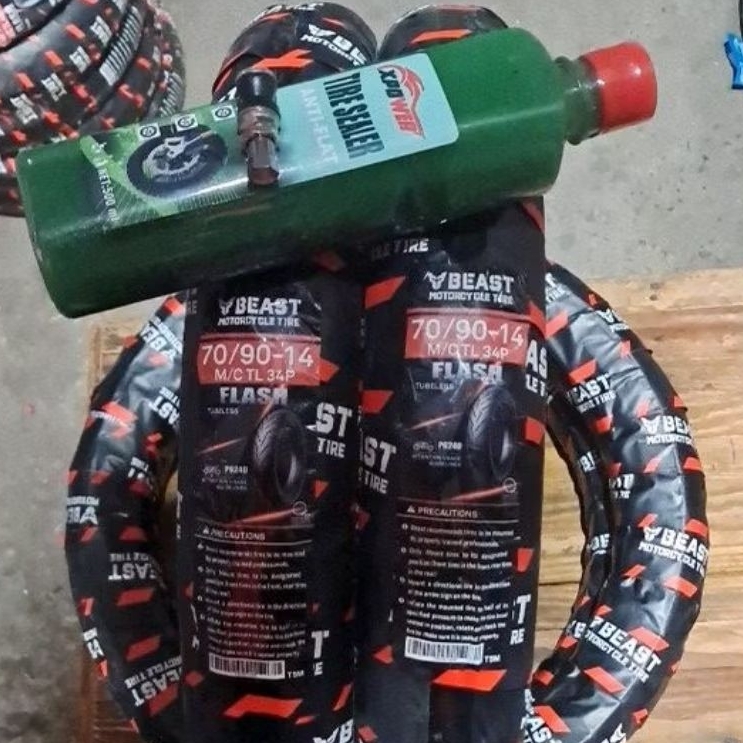Beast Tire Tubeless 70.90x14 Free sealant & pito | Shopee Philippines