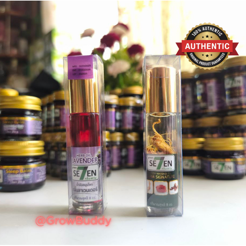 Authentic Green seven se7en 7 lavender siam signature original Thailand rollon roll-on oil ...