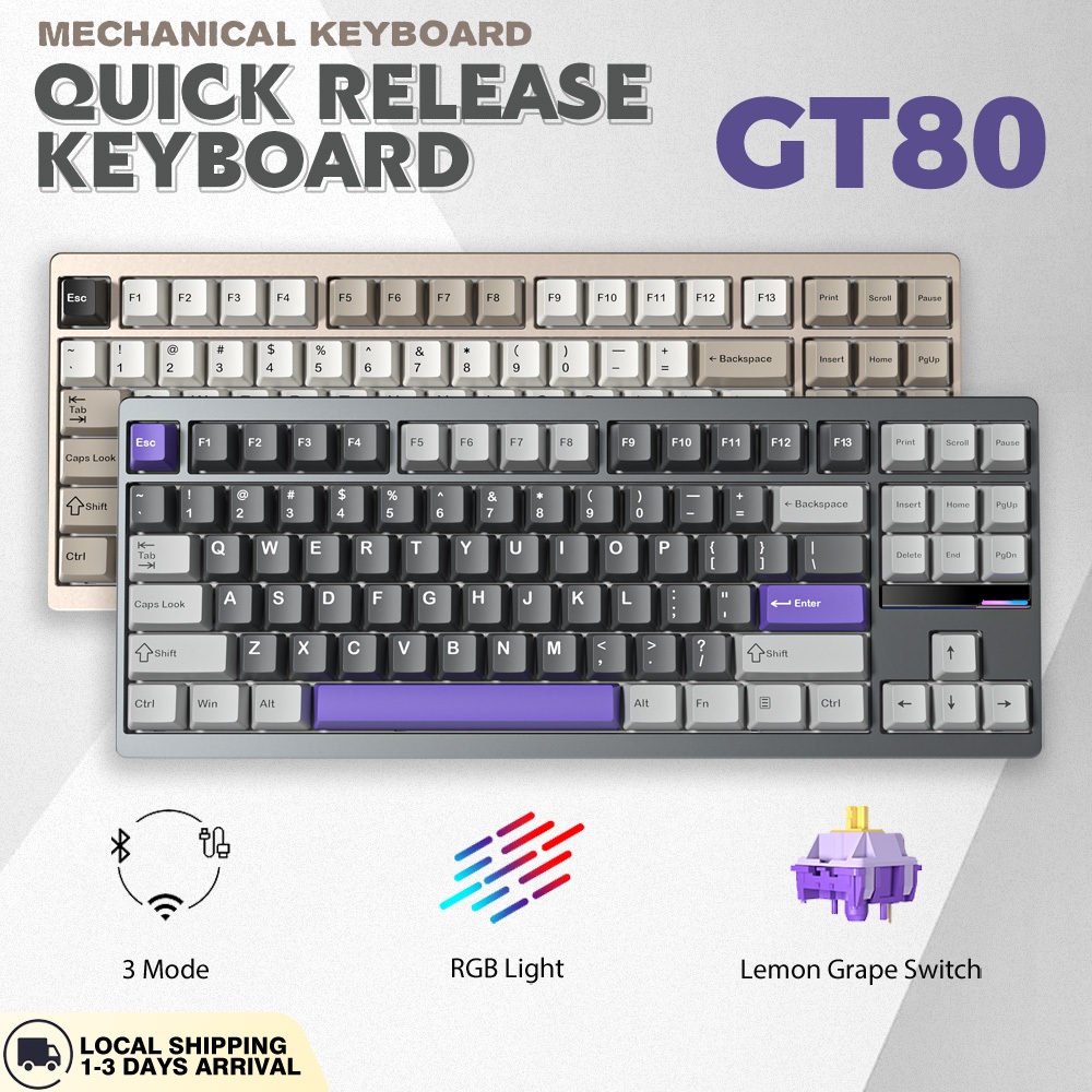 Furycube GT80 Aluminum Mechanical Keyboard Quick Release RGB Light ...