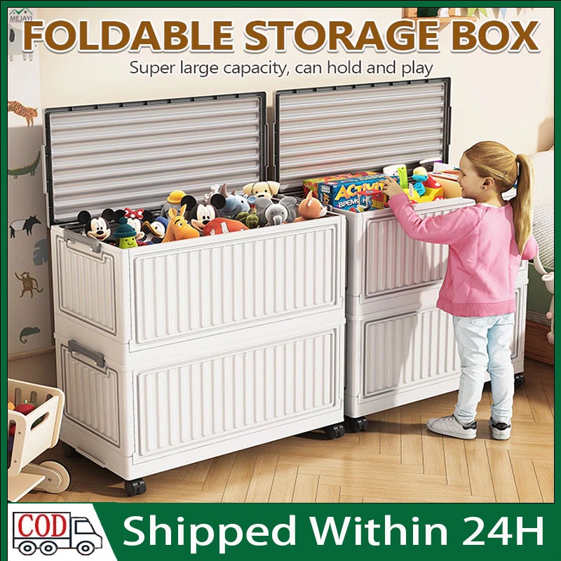 Folding Children Toy Storage Box With Wheels Plastic Storage Box Large ...