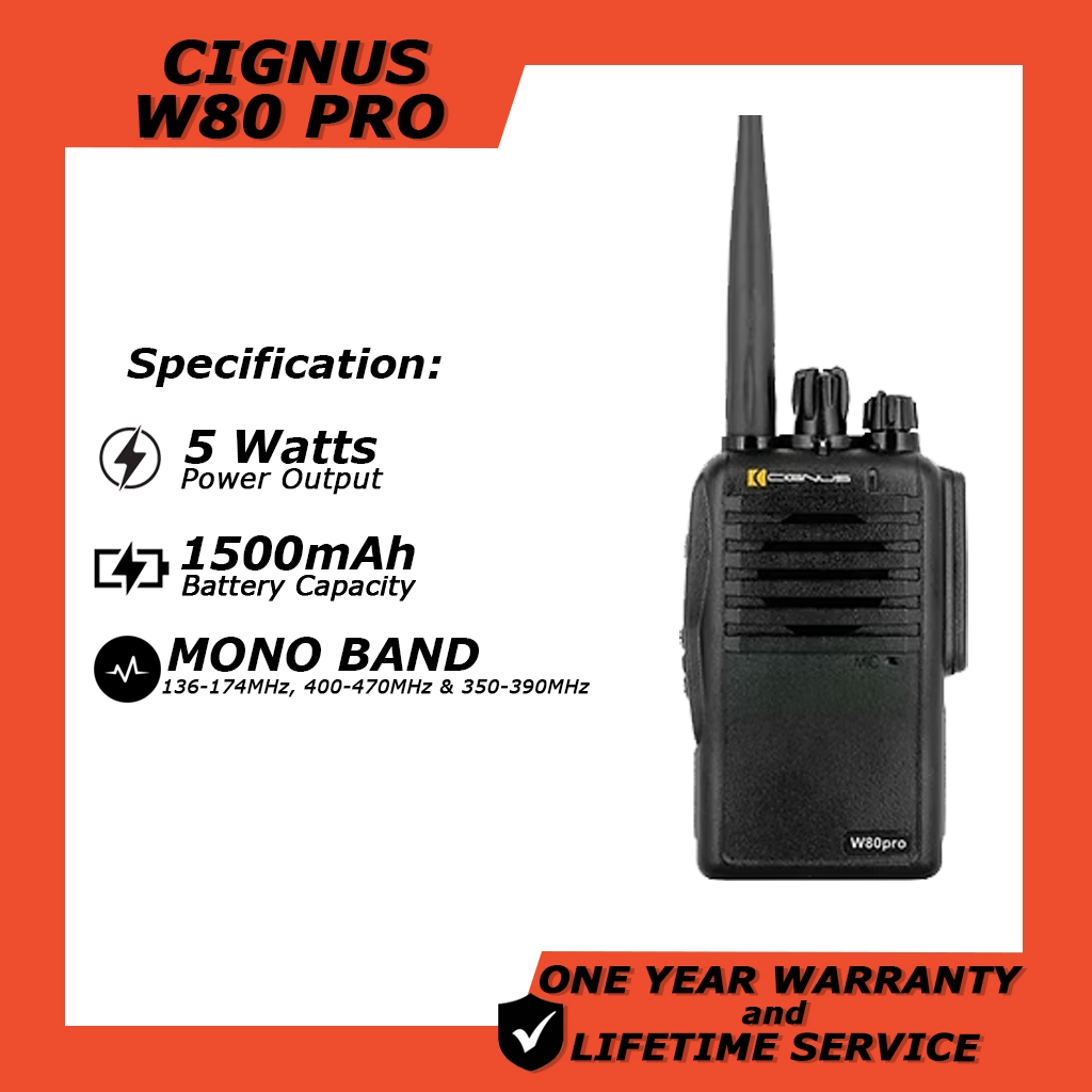 CIGNUS W80 PRO SINGLE BAND TWO WAY RADIO LIMITED STOCK AVAILABLE ...