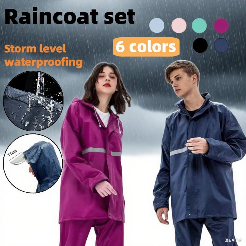 High-Quality Raincoat Set for Adults Men /Women Reusable Rainwear ...