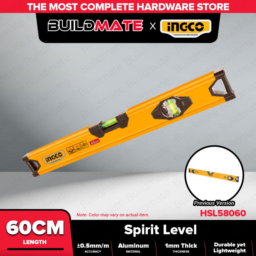 BUILDMATE Ingco 60CM Spirit Level Leveling Tool Aluminum Spirit Leveler ...
