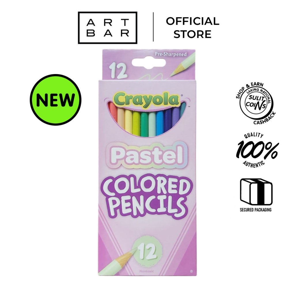 Crayola Colored Pencil Pastel 68-2030 12 Colors - Art Bar | Shopee ...