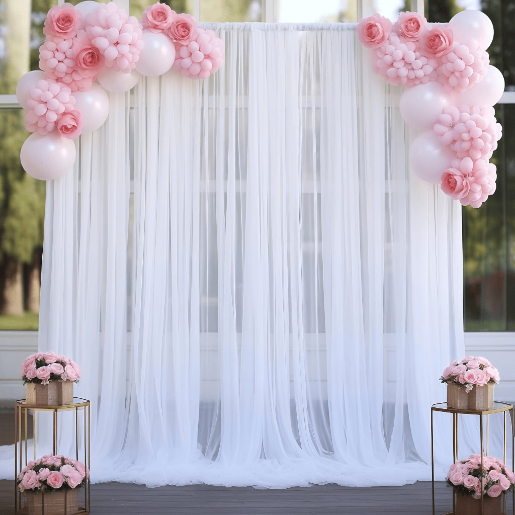 1/2pcs 1.6×2m White Ivory Chiffon Wedding Backdrop Curtain Tulle ...