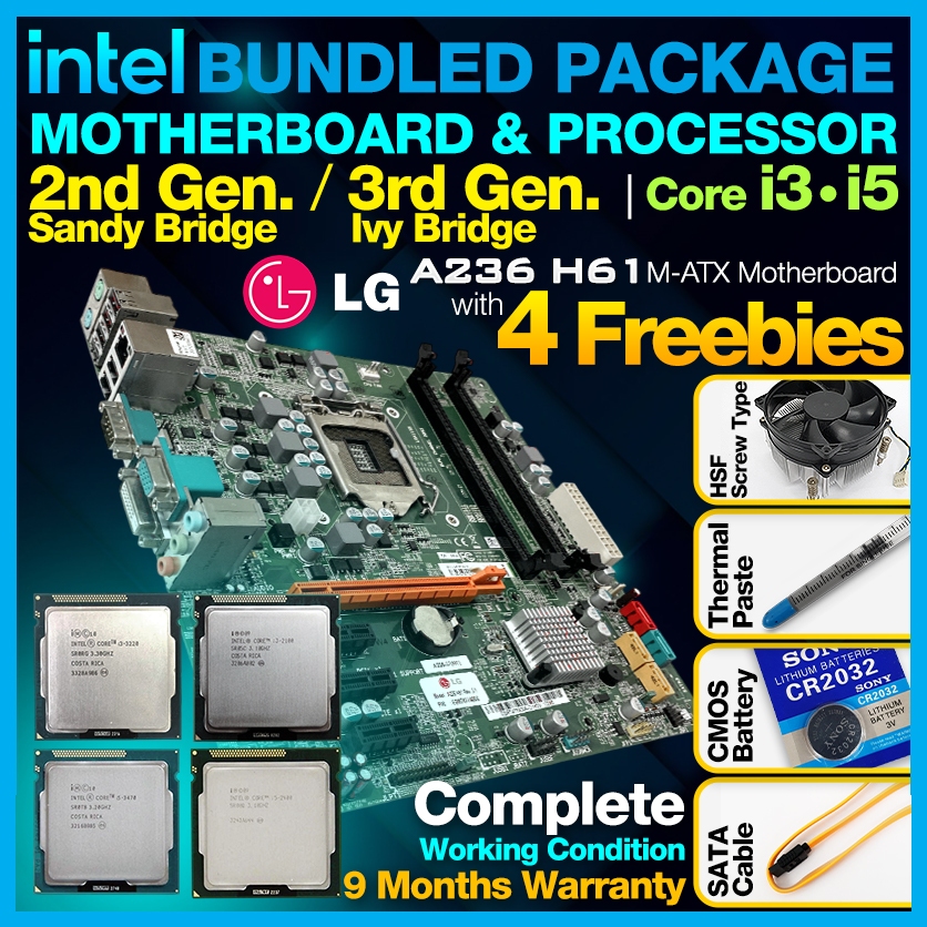 2nd, 3rd Gen. Intel Processor & Motherboard Bundle Package with 4 Free ...