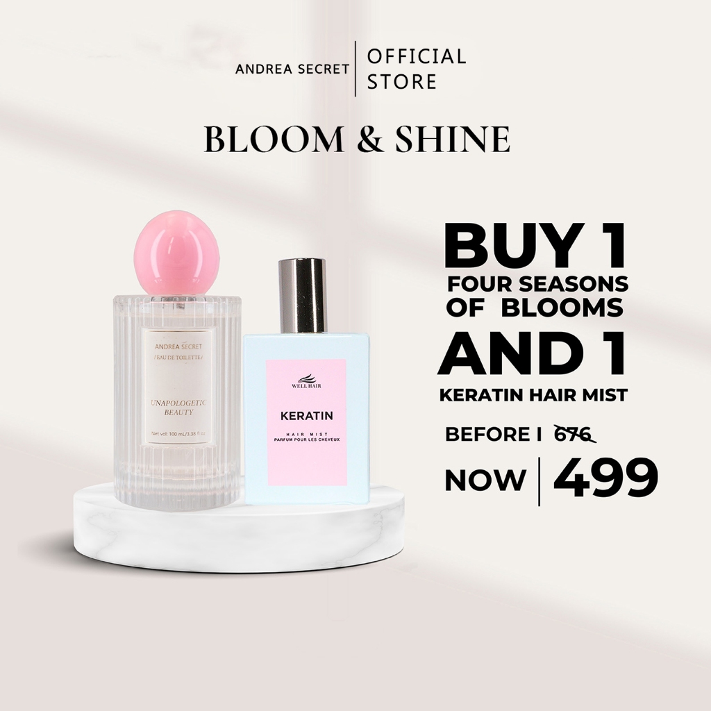 Andrea Secret Blooms & Shine | Four Seasons of Bloom 100ML & Keratin Hair Mist 50ML | Shopee ...