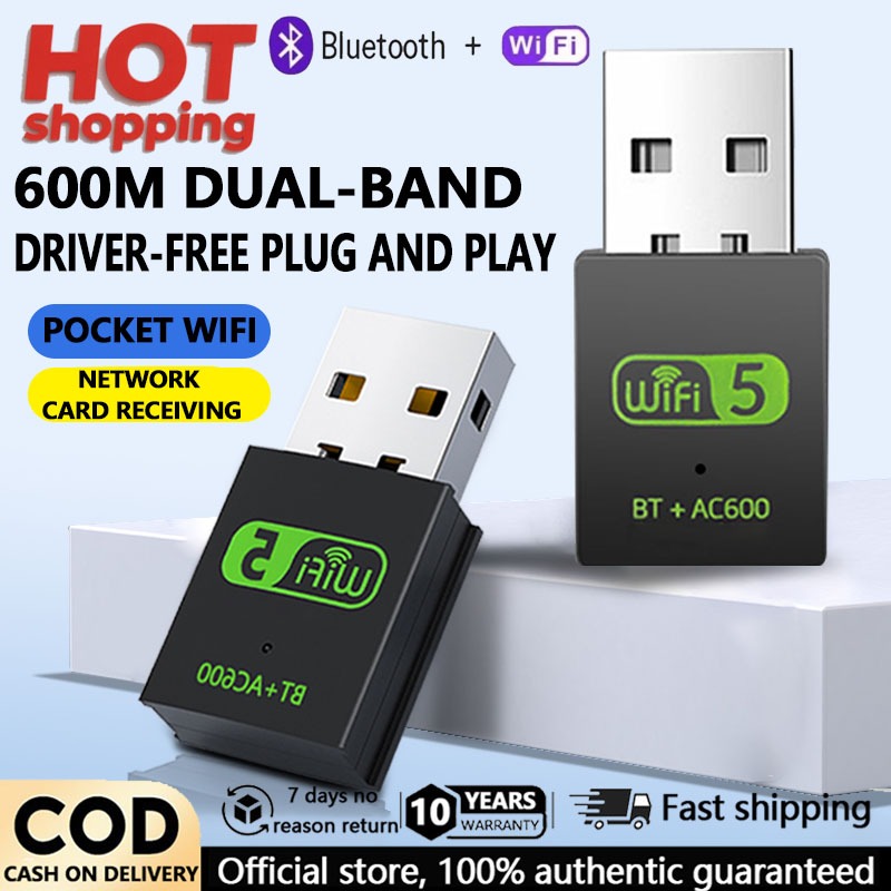 【HOT】USB WIFI Dongle For Desktop 600Mbps Bluetooth Wireless WiFi ...