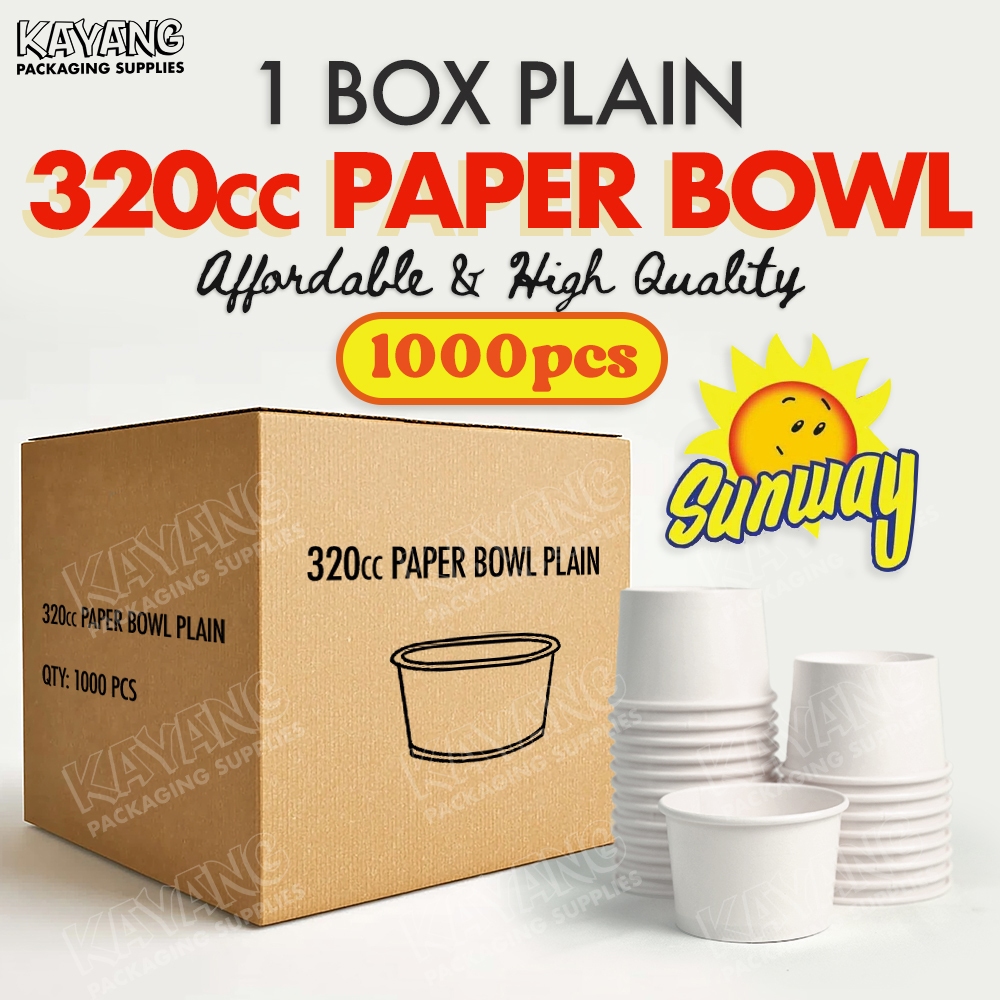 [1000PCS] 320cc Plain Paper Bowl WHOLESALE - 1 Box | Shopee Philippines