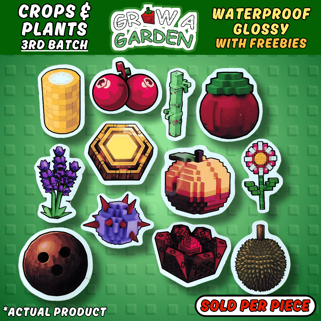 Grow A Garden Crops & Plants Roblox Stickers THIRD BATCH (per piece ...