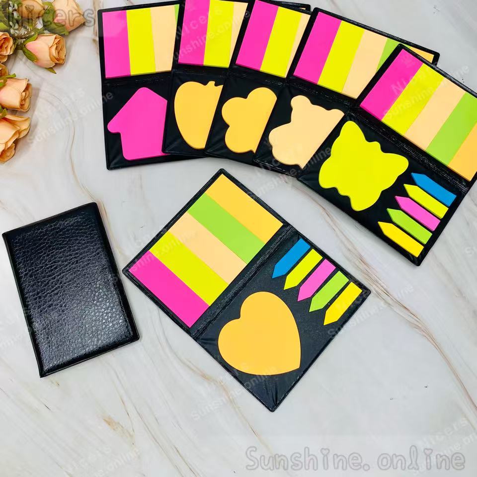 3in1 JT-PU NEON COLOR Self Adhesive sticky notes Memo pad with leather ...