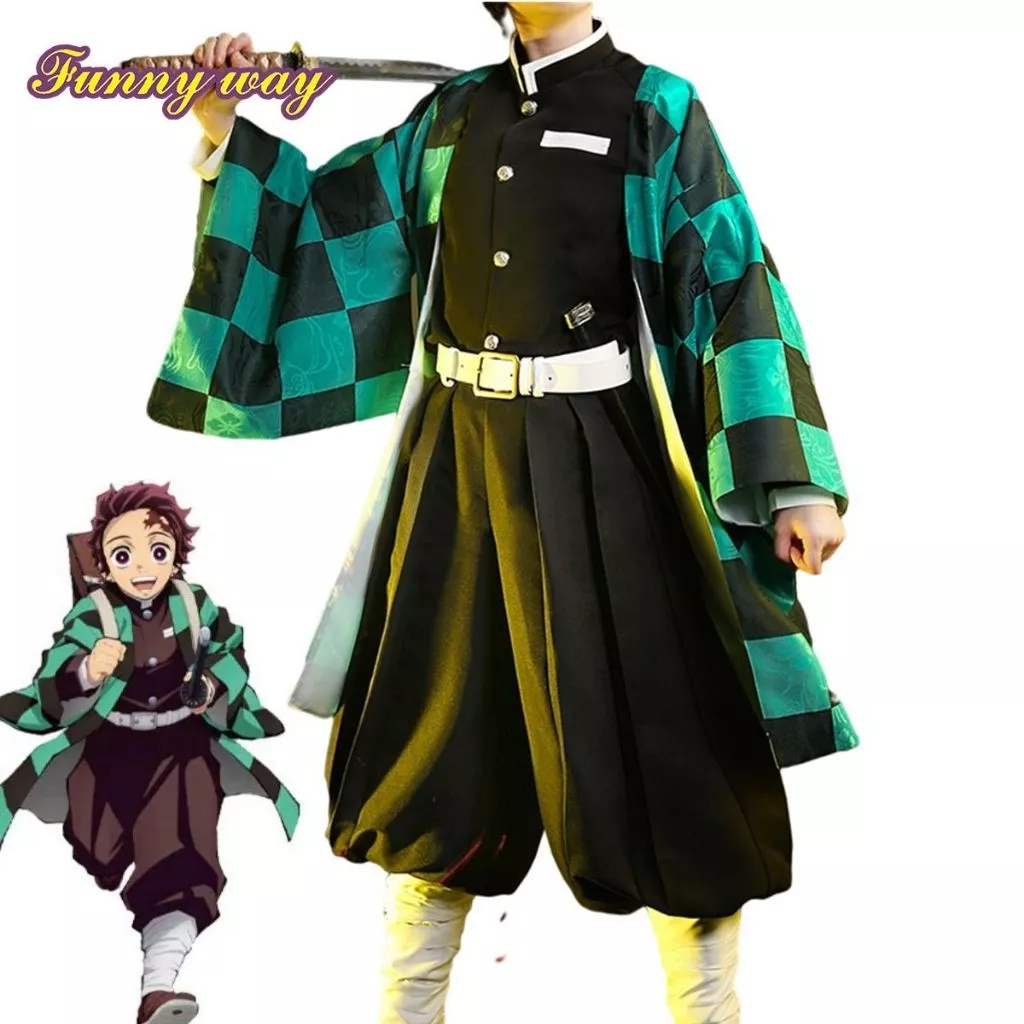 Demon Slayer Tanjiro Cosplay Costume Anime Cosplay Uniform Full Set For ...
