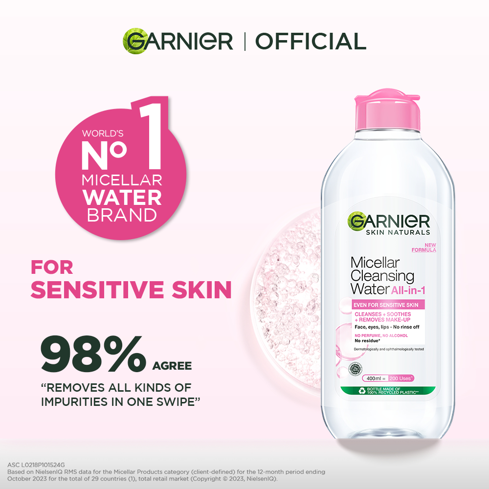 Garnier Micellar Water Pink (125mL/400mL) - Makeup Remover For ...