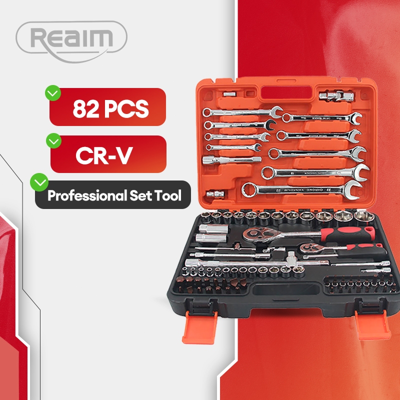 REAIM 82PCS Tools Set for Motorcycle Bike Hand Tool Socket Wrench Multifunctional Torque 37 ...