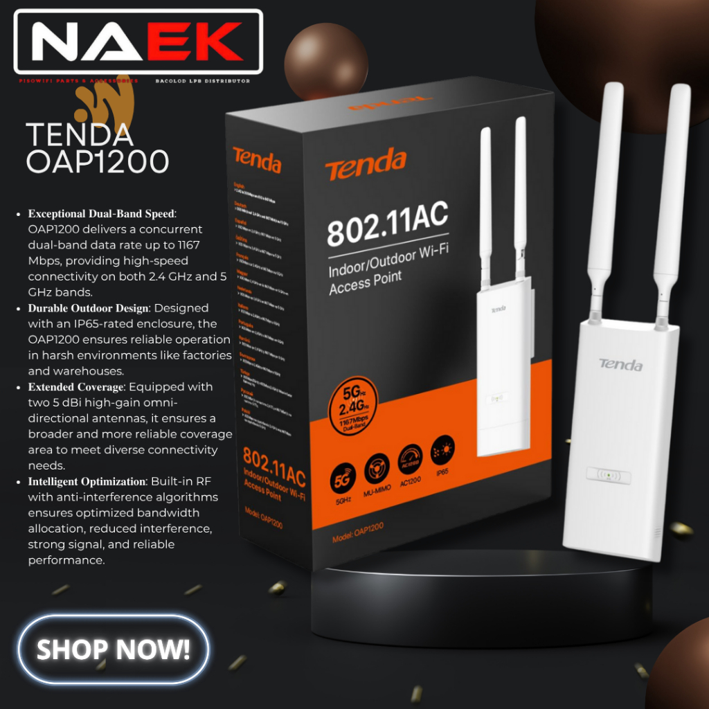 Tenda AC1200 Outdoor Gigabit Wi-Fi Access Point (OAP1200) - PoE Powered ...