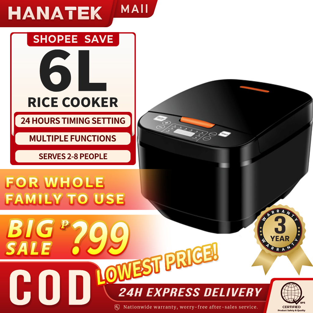 HANATEK Rice Cooker Standard Original 6L Large Capacity Cooker Electric ...