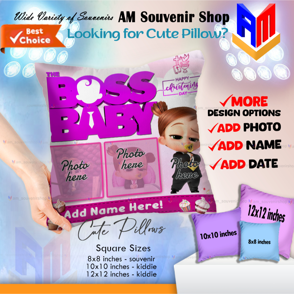Boss Baby Girl/Boy – Custom Pillow • Add Name & Photo • Baptism ...