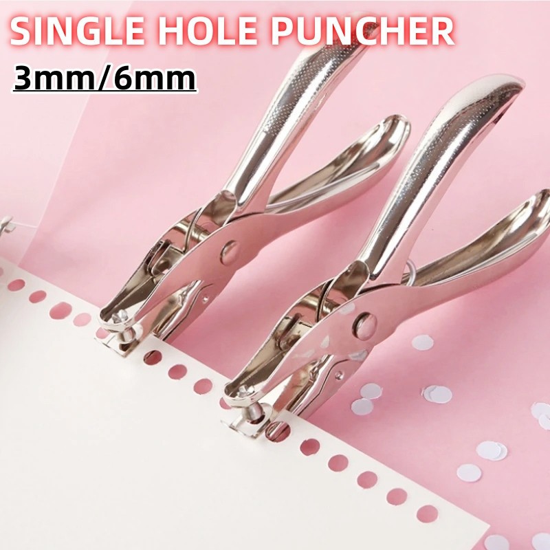 Single Hole Puncher 3MM / 6MM Stainless Steel Puncher Hand Paper Punch ...