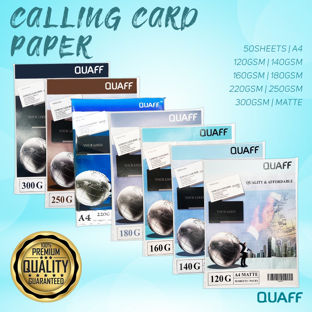 A4 Size QUAFF Calling Card Paper 50 Sheets Double Sided Matte Cardstock ...