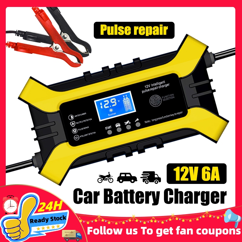 Full Automatic Car Battery Charger 12V 6A Intelligent Repair Fast Power ...