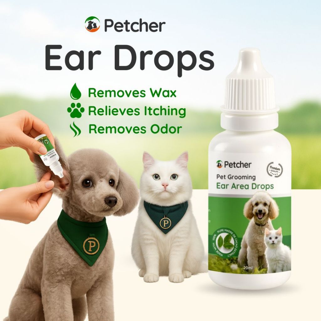 Petcher Pet Grooming Ear Area Drops 20ml Gentle Cleanser and Regular ...