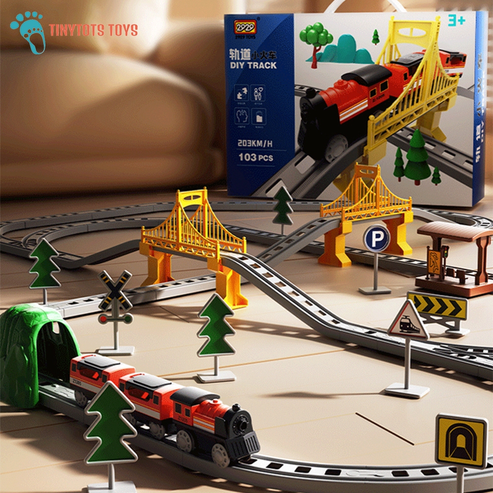 TinyTots Train Toys Set For Kids Electricity Track Rail Car Toys Puzzle ...