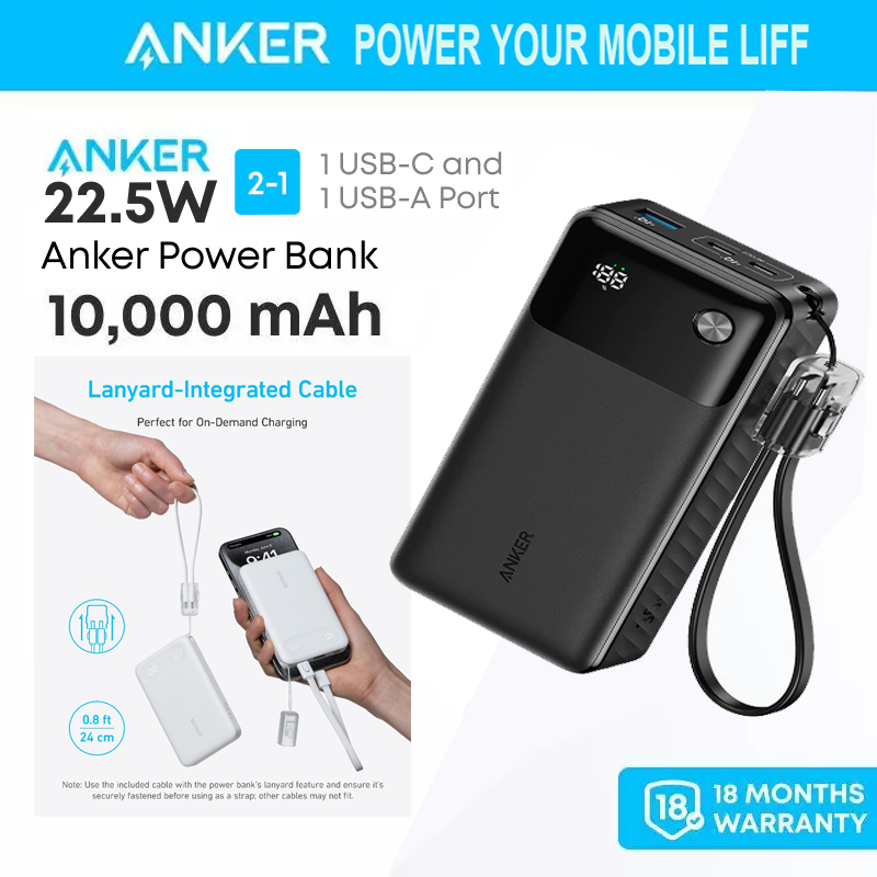 Anker Powercore 10000mAh 22.5W IQ USB-C Port For iPhone 16/15/14/13 ...