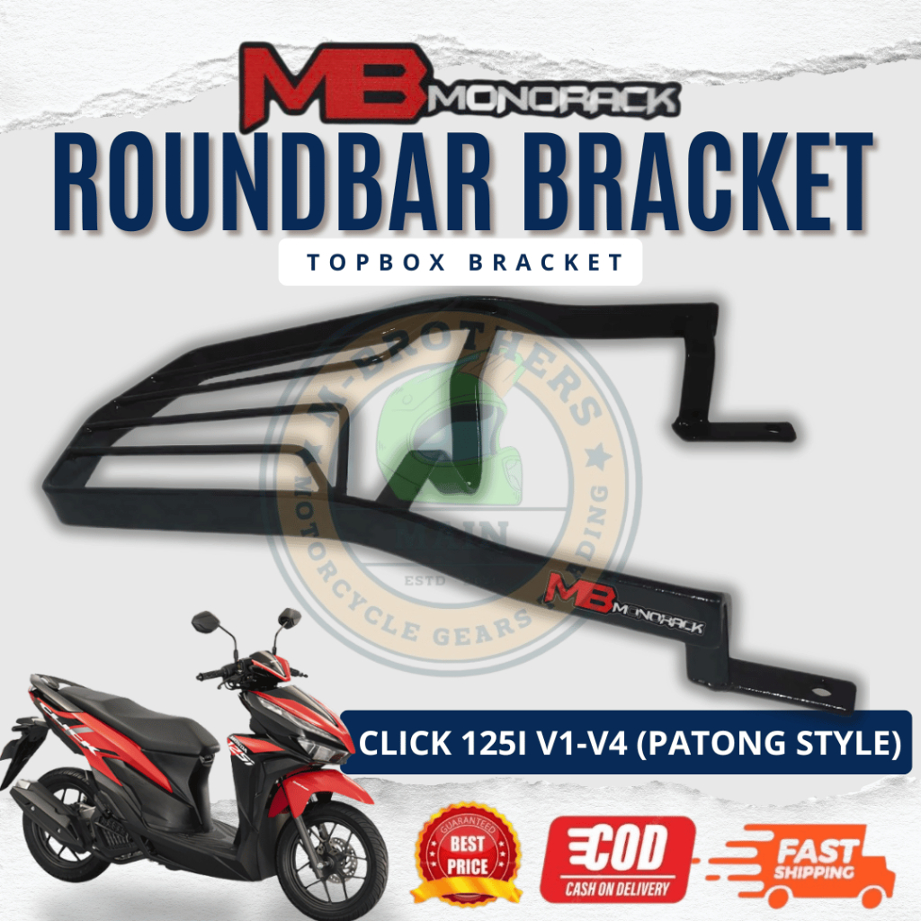 Honda Click 125 V1-V4 (Patong Style) Round Bar MB Monorack Topbox ...