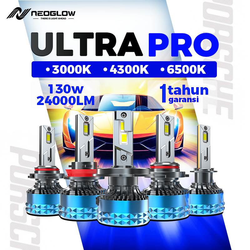 NeoGlow Ultra Pro 130W 24000LM Tri-Color H4 H11 9005 car LED headlight ...