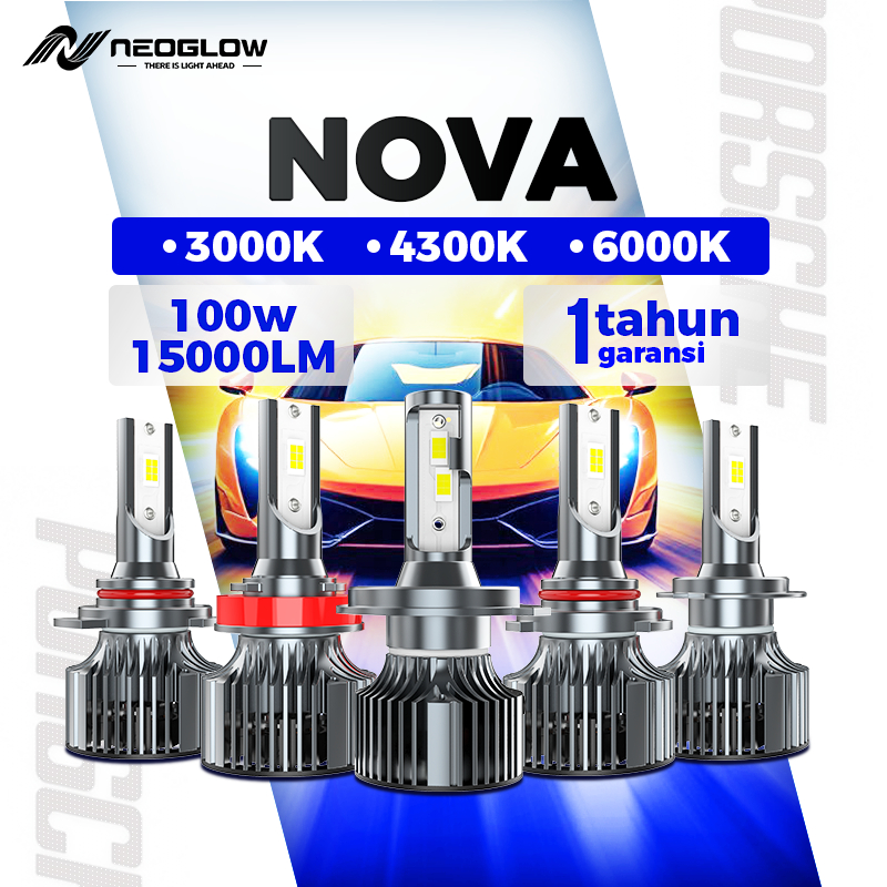 NeoGlow NOVA 100W Tricolor LED Headlight 15000LM H4 – 3000K/4300K/6000K ...