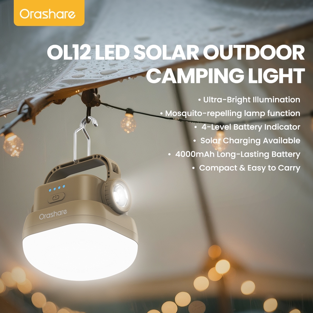 Orashare OL12 Solar LED Camping Light 4000mAh USB Rechargeable ...