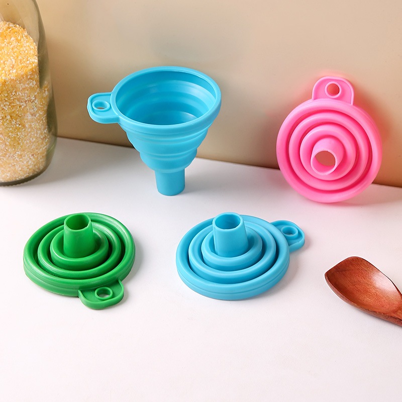 Mini Silicone Foldable Funnel Kitchen Telescopic Funnel Folding Leak ...