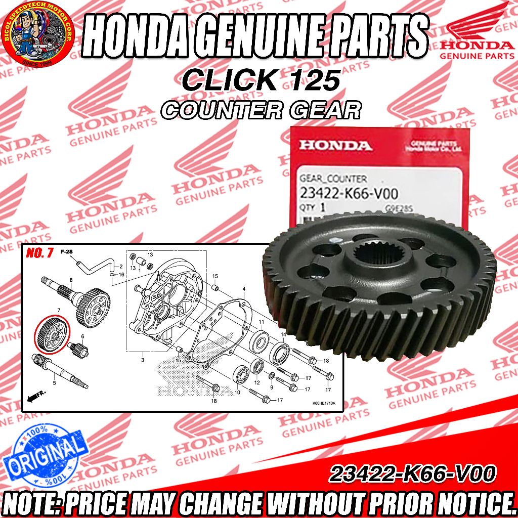 CLICK 125 V2 V3 COUNTER GEAR (HPI) (Genuine: 23422-K66-V00) | Shopee ...
