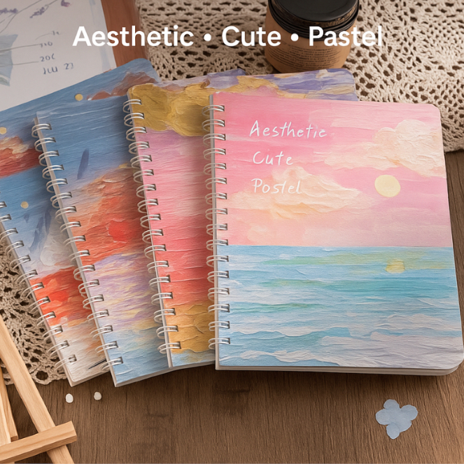A5 Oil Painting spiral composition notebook Journal Notebook Aesthetic ...