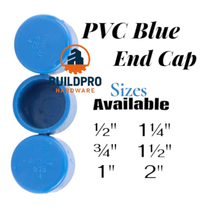 PVC Blue End Cap waterline plain 1'' to 2'' size available (1/2'' & 3/4 ...