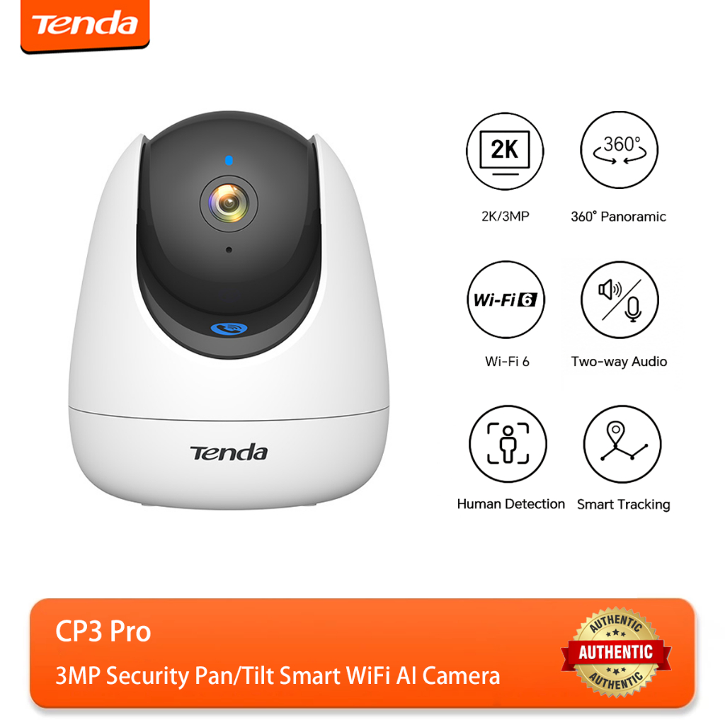 Tenda CP3 Pro AI+WiFi 6 Camera 2K 3MP 360° IP Security Pan/Tilt Camera ...