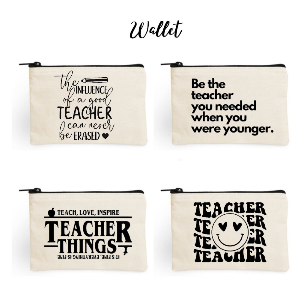 Teacher's Day Pouch Wallet Purse Katsa Canvas Teacher gift | Shopee ...