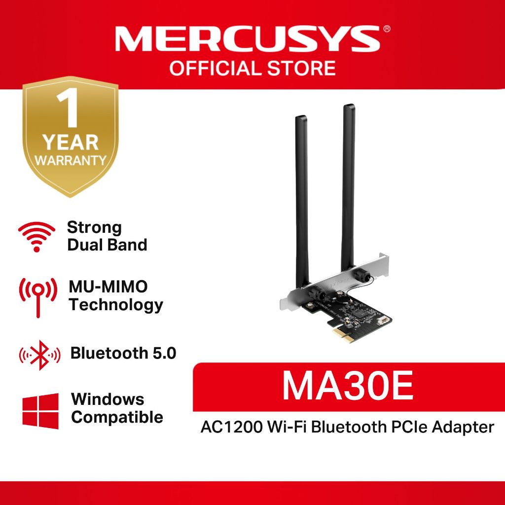 Mercusys Official | MA30E | AC1200 | Wi-Fi | Bluetooth | PCIe ...