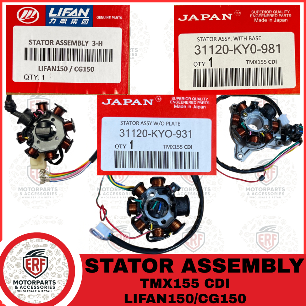 STATOR ASSEMBLY LIFAN150/CG150/TMX155 CDI W/ & W/O PLATE JAPAN MADE ...